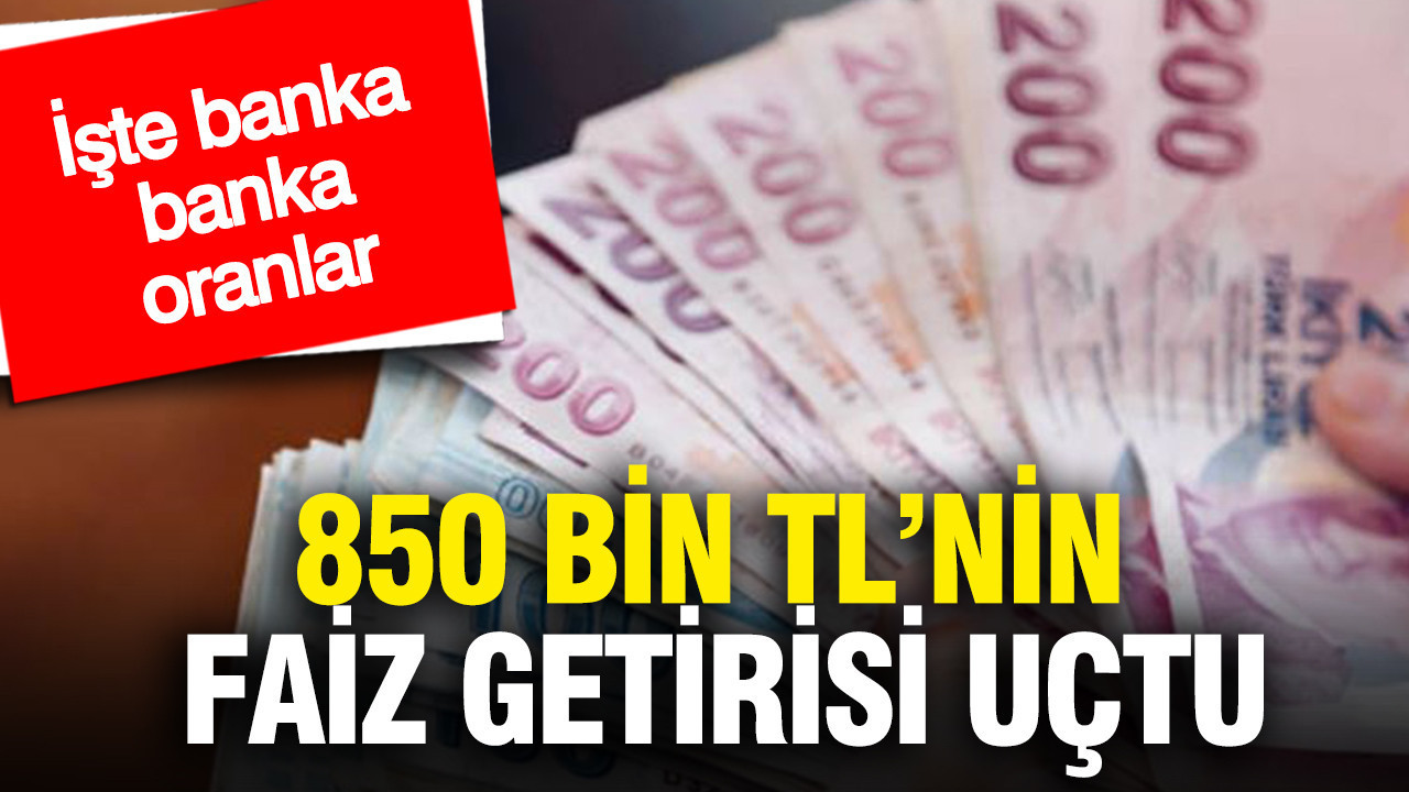 850 bin TL’nin faiz getirisi uçtu: İşte banka banka oranlar
